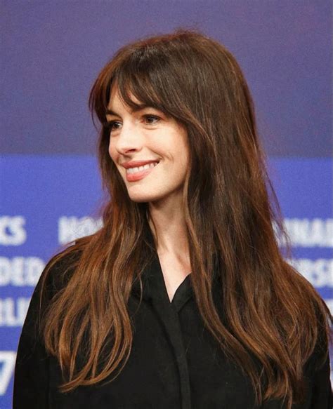 Pin On Anne Hathaway Long Hair With Bangs Hair Inspiration Cut My Hair