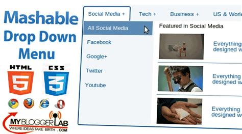Mashable Drop Down Navigation Menu For Blogger ~ My Blogger Lab