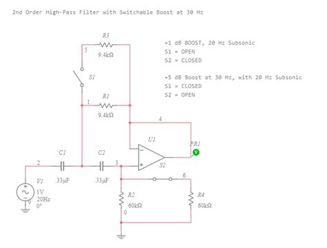 2nd order high pass filter multisim live