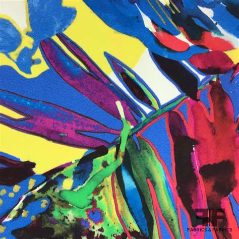 Abstract Tropical Silk Georgette Multicolor Fabrics And Fabrics