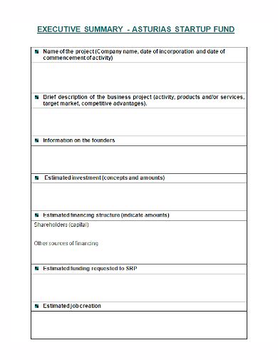 FREE Startup Executive Summary Samples In PDF DOC