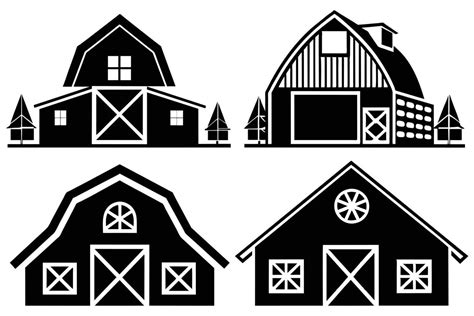 Four Different Farm Barn Silhouettes In A Design 55078734 Vector Art At