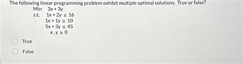 Solved The Following Linear Programming Problem Exhibit