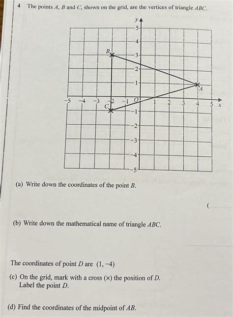 Solved The Points A B And C Shown On The Grid Are The Vertices Of Triangle ABC A Write