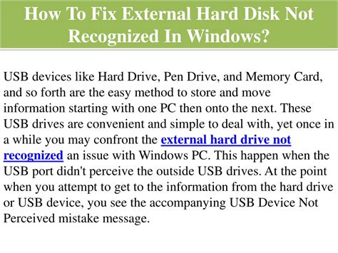 PPT How To Fix External Hard Disk Not Recognized In Windows PowerPoint Presentation ID