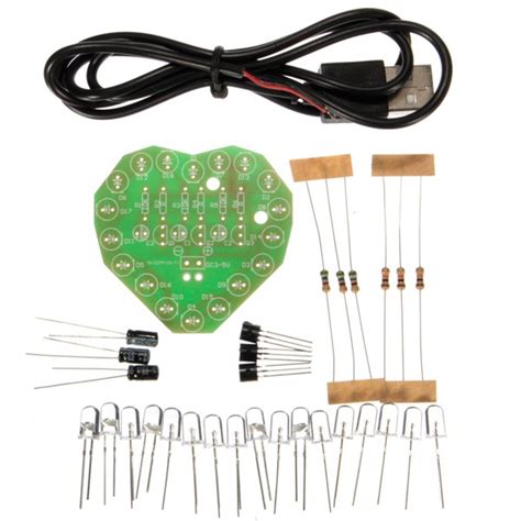 DIY Heart Shaped LED Flashing Light Circuit Board Kit V USB Sale Banggood Sold Out