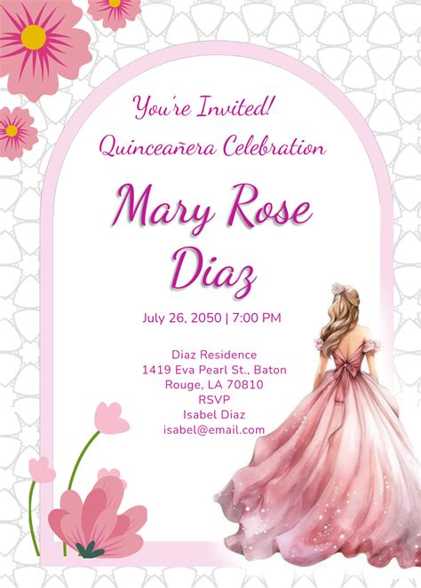 Free Quinceañera Invitation Templates Editable And Printable