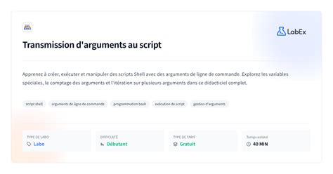 Maîtrise Des Arguments De Script Shell Des Bases à Lutilisation Avancée Labex