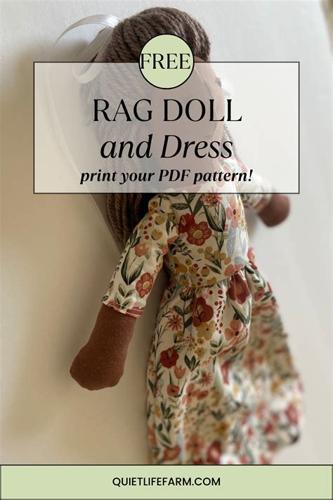 Free Pdf Sewing Pattern Rag Doll With Easy Tutorial Quiet Life Farm