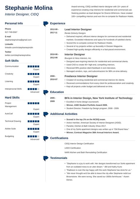 Interior Design Resume Examples Guide Skills And More