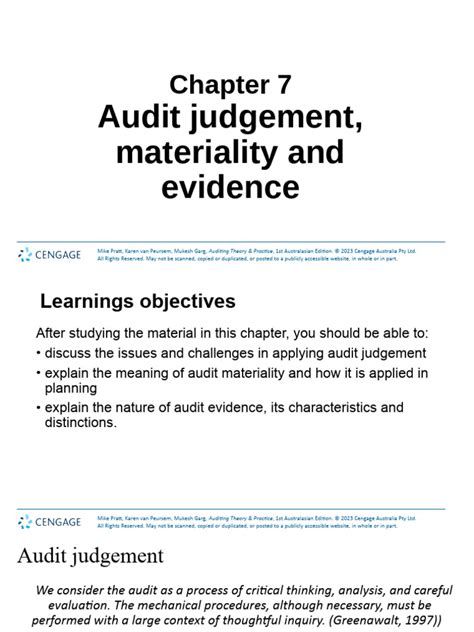 Auditing Ch 7 Audit Judgement Materiality And Evidence Pdf Audit Cognition