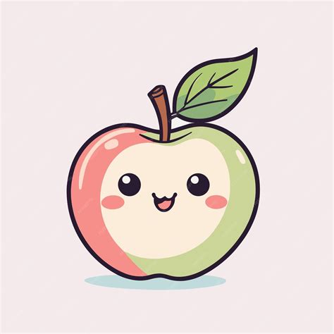 Premium Vector Cute Apple Cartoon Illustration Kawaii Sticker Design