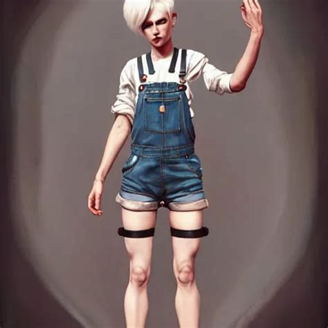 Full Body Pose Beautiful Androgynous Girl White Stable Diffusion OpenArt