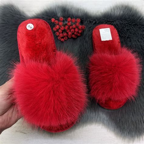 Тапочки жіночі хутряні штучне хутро червоні 38 39 р 24 5 см 4256 від