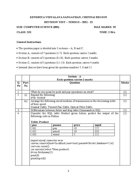 Chennai T2 Xii Cs Qp Pdf Network Topology Computer Network