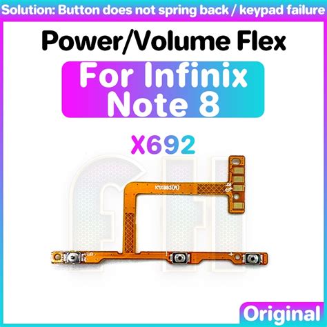 Power Volume Button Flex For Infinix Note X Switch ON OFF Key Mute Button Ribbon Flex Cable