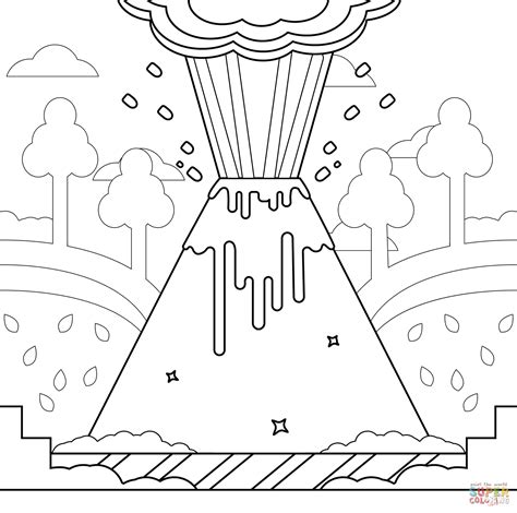 Volcano Number Color Coloring Printable Worksheet Kindergarten