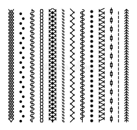 Collection Stitch Patterns Stock Illustration Illustration Of Black Fabric 183320093