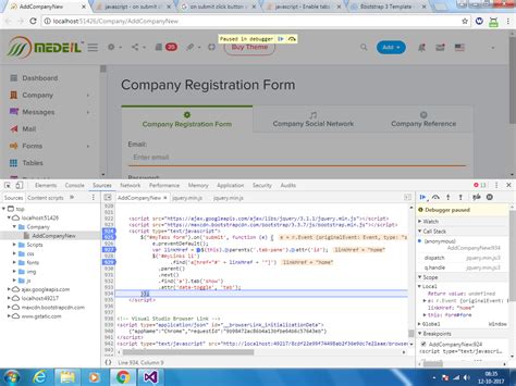 Javascript On Submit Click Button Hide First Tab And Show Next Tab
