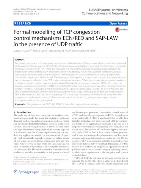 Formal Modelling Of TCP Congestion Control Mechanisms ECN RED And SAP LAW In The Presence Of UDP