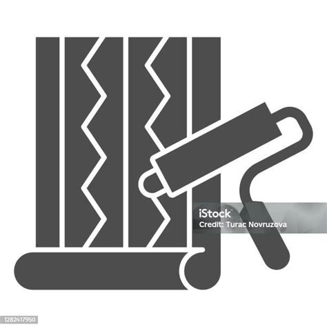 배경 화면 및 롤러 솔리드 아이콘 수리 개념 흰색 배경에 기하학적 패턴과 플라판 기호벽지 웹 디자인을위한 글리프 스타일의 수리