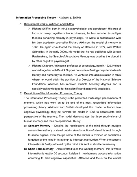 Information Processing Theory Atkinson And Shiffrin