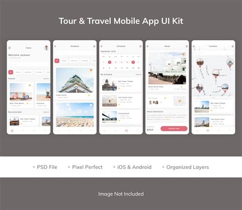 Premium Psd Tour And Travel Mobile App Ui Kit