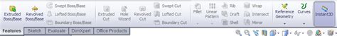 Solidworks Toolbar For 3d Features Cad Mode