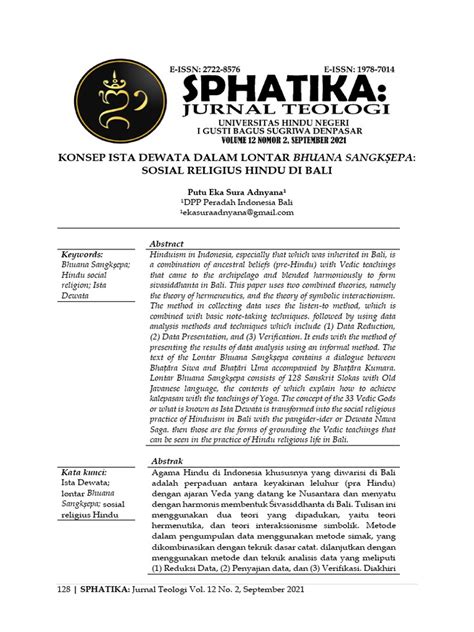 Konsep Ista Dewata Dalam Lontar Bhuana Sangksepa S Pdf Indian