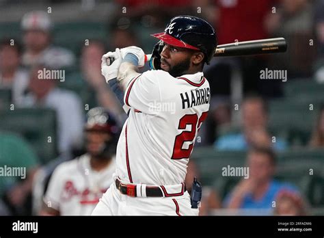 Atlanta Braves Michael Harris Ii Watches His Solo Home Run In The Fifth Inning Of A Baseball