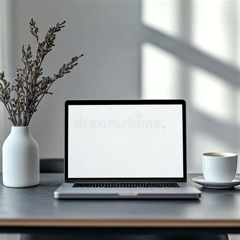 Modern Laptop Workspace Mockup Illustration Stock Image Image Of