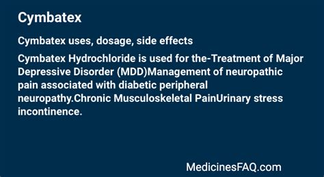 Cymbatex Uses Dosage Side Effects Food Interaction And Faq