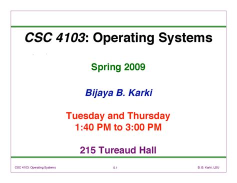 Reading Materials And Resources Operating System Lecture Slides