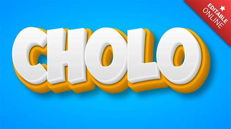 Cholo Yellow White 3d Text Effect Generator