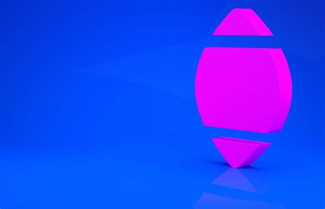 분홍색 미국 축구 공 아이콘 파란색 배경에 격리 럭비 볼 아이콘입니다 팀 스포츠 게임 기호입니다 미니멀리즘 개념 3d 일러스트레이션 3d 렌더링 3차원 형태에 대한 스톡