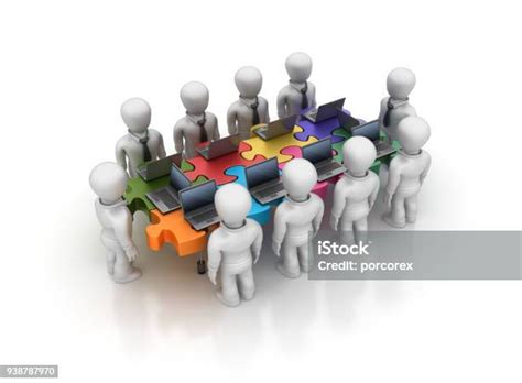 비즈니스 팀워크 퍼즐 및 노트북3d 렌더링 동업에 대한 스톡 사진 및 기타 이미지 동업 3차원 형태 경영자 Istock