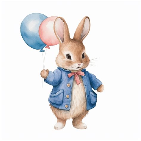 Watercolor Svg Clipart Of A Cute Cartoon Adorable Peter Rabbit Holding
