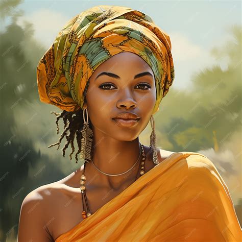 Premium Ai Image Beautiful Tanzanian Girl Female Persona In A Turban
