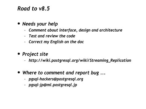 streaming replication keynote postgresql conference 2009 japan ppt