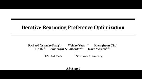 Iterative Reasoning Preference Optimization Youtube