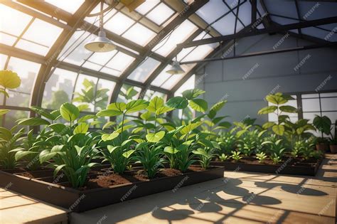 Premium Photo Three Dimensional Render Of Plants Growing In Greenhouse