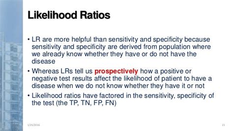 Sensitivity Specificity And Likelihood Ratios