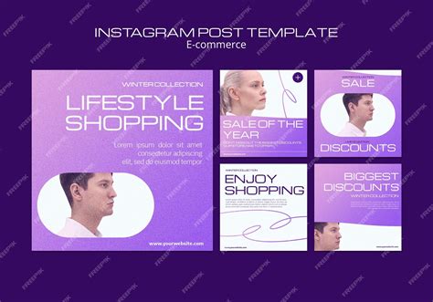 Free Psd Gradient E Commerce Instagram Post Set