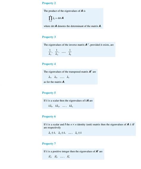 Solved Property 1 The sum of the eigenvalues of A is Σλ Chegg com