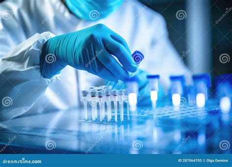 Scientist Gloved Hands Master Micro Pipette In A Modern Lab