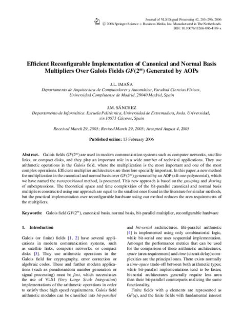 Pdf Efficient Reconfigurable Implementation Of Canonical And Normal