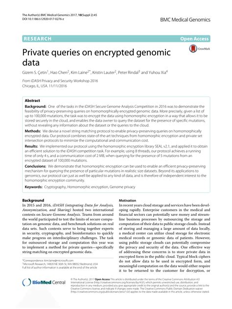 pdf private queries on encrypted genomic data