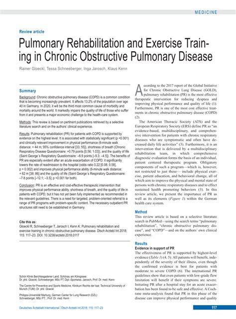 Pdf Pulmonary Rehabilitation And Exercise Training In Chronic Obstructive Pulmonary Disease