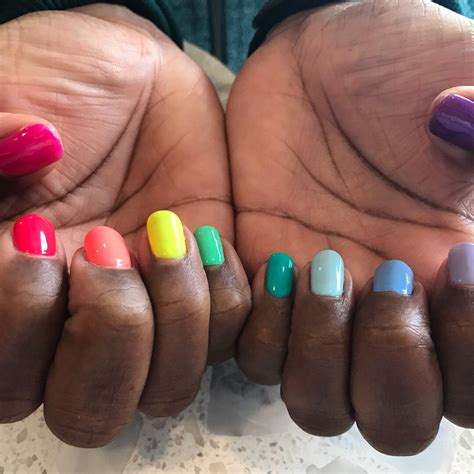 Rainbow Skittle Manicure Manicure Gel Nails Rainbow Nails