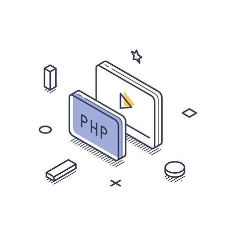 Isometric Line Art Icon Representing Web Development With Php
